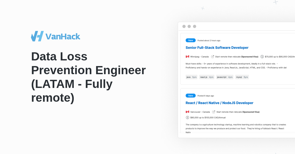 Data Loss Prevention Engineer (LATAM - Fully remote) - VanHack
